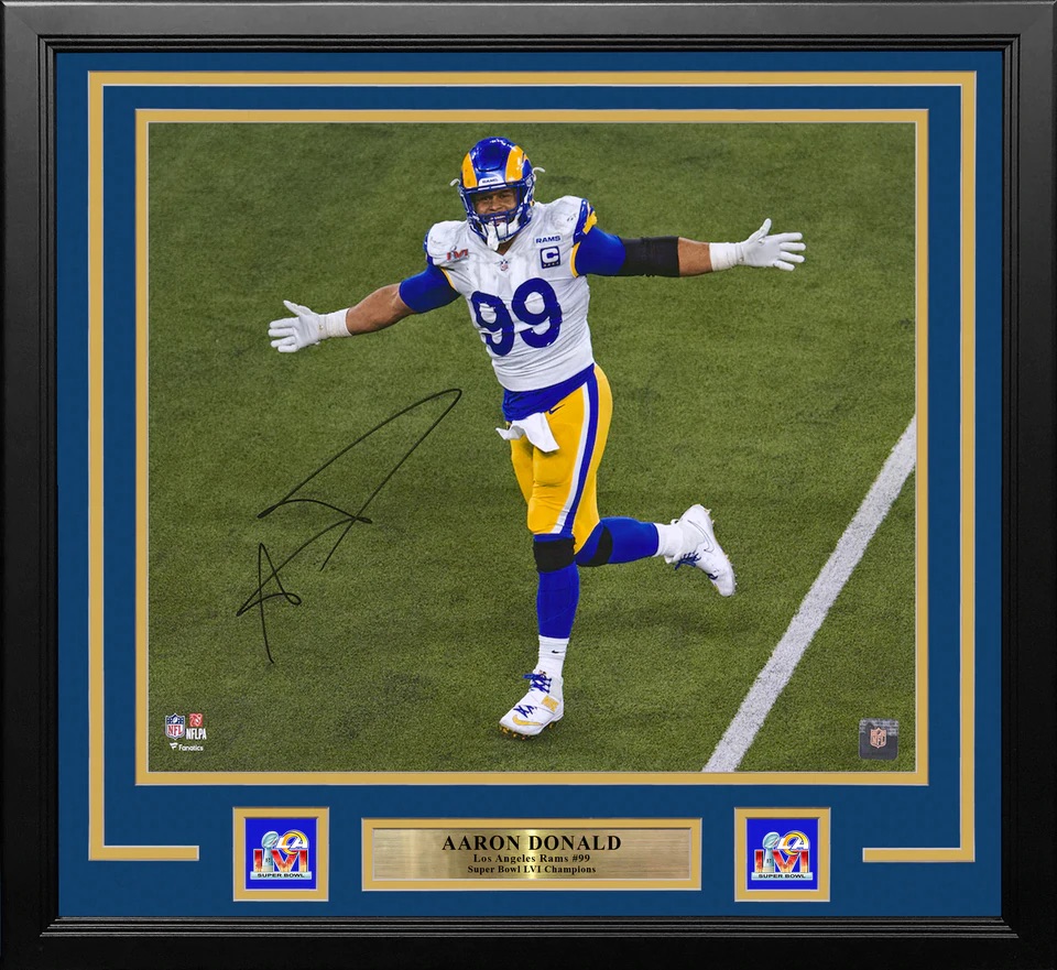 Aaron Donald Signed Rams 22x26 Custom Framed Photo Display (Fanatics ...