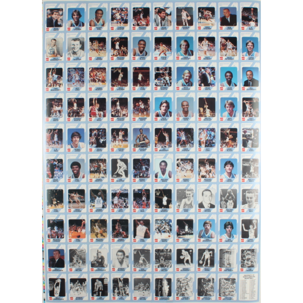 Uncut Sheet of (100) 1989-90 North Carolina Collegiate Collection Cards ...