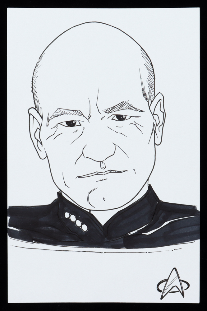 Captain Picard "Star Trek" Original Sketch by Tom Hodges (PA ...