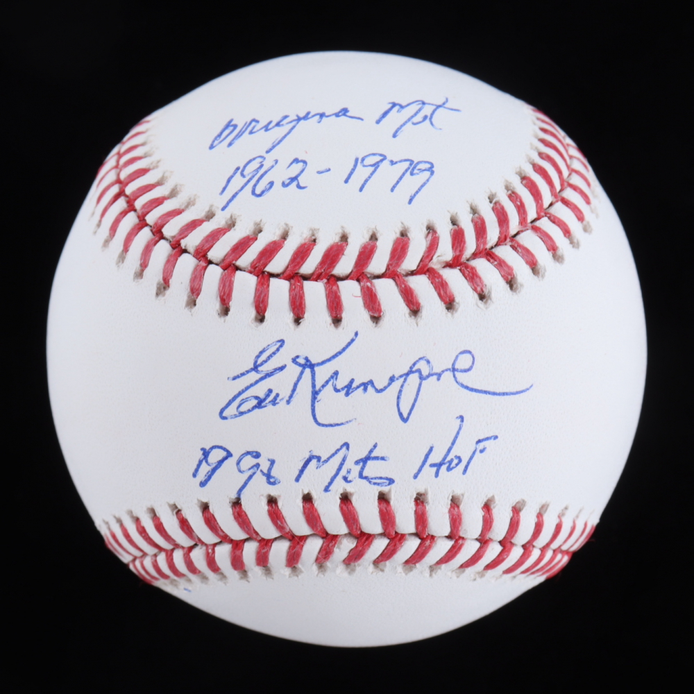 Ed Kranepool Signed OML Baseball Inscribed "1996 Mets HOF" & "Always A ...