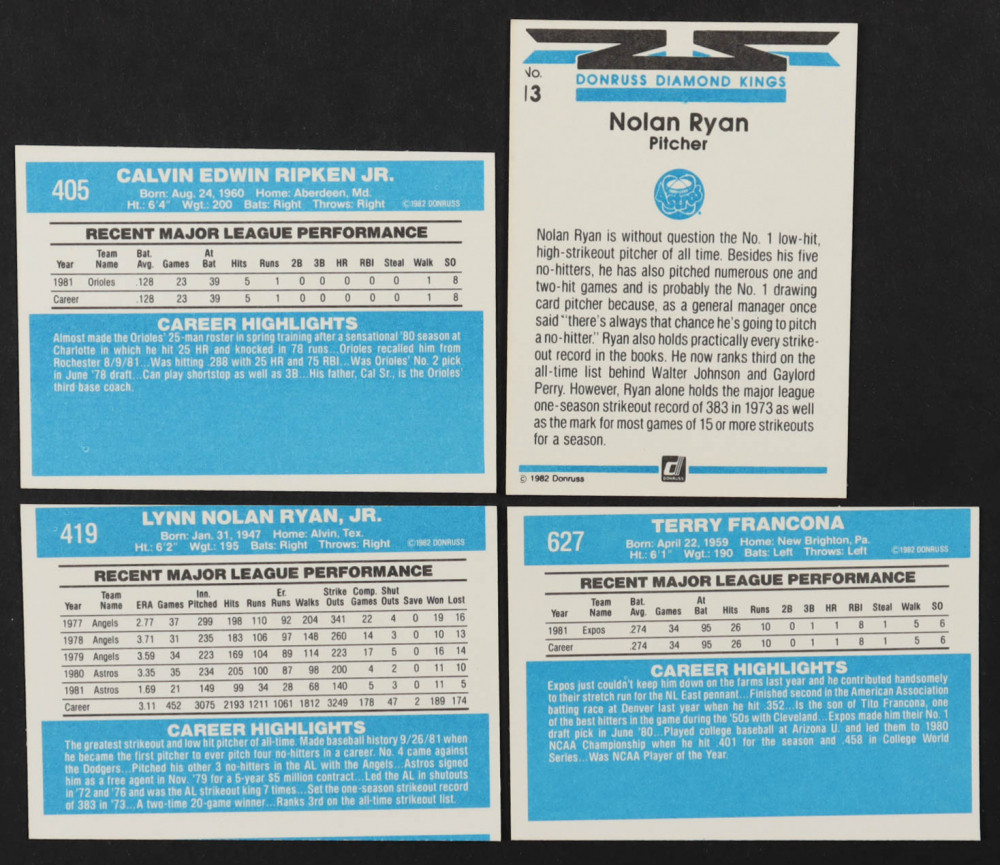 1982 Donruss Baseball Complete Set of (660) Cards with Cal Ripken #405 ...
