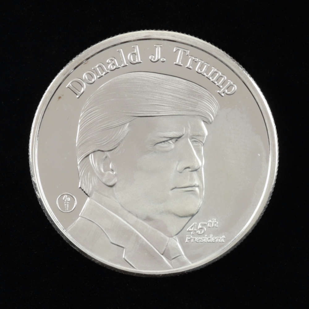 1 Troy Oz. .999 Fine Silver Donald Trump "45th President" Bullion Round ...