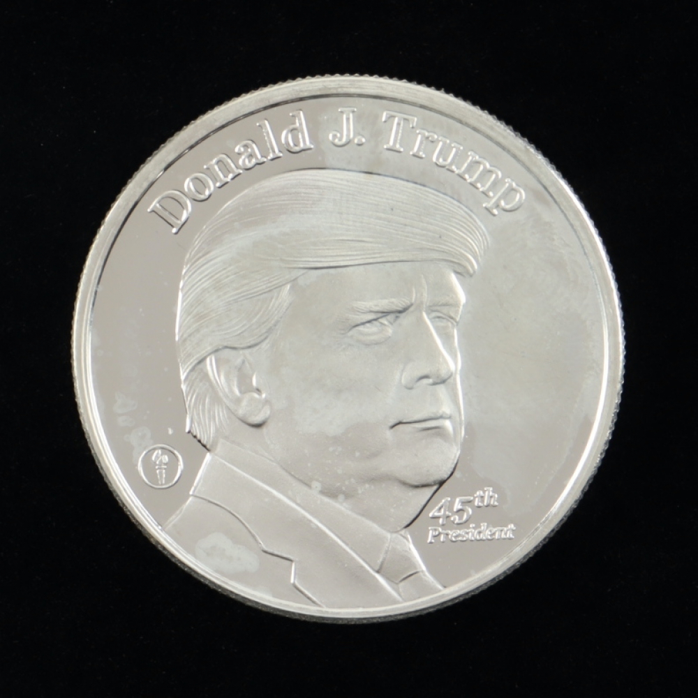 1 Troy Oz. .999 Fine Silver Donald Trump "45th President" Bullion Round | Pristine Auction