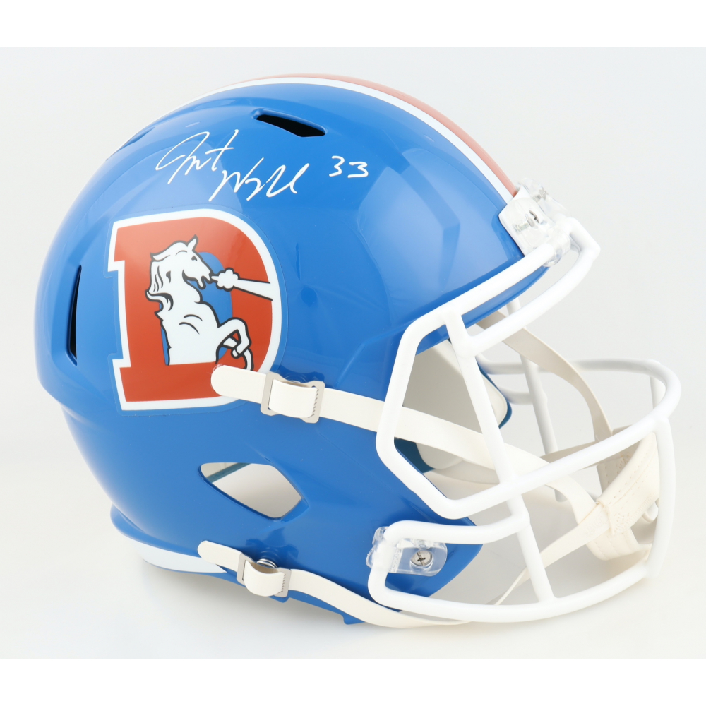 Javonte Williams Signed Broncos Full-Size Throwback Speed Helmet ...