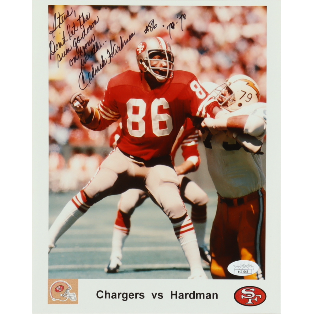 Cedrick Hardman Signed 49ers 8x10 Photo Inscribed "Don't Let The Sun Go ...