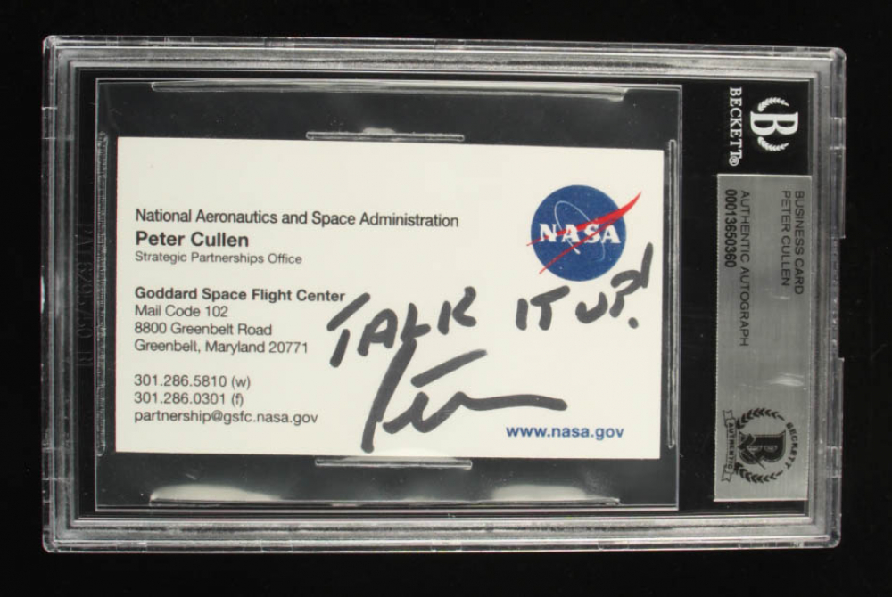 Peter Cullen Signed NASA Business Card Inscribed "Talk It Up!" (BGS ...