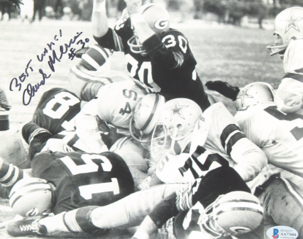 Chuck Mercein Signed Packers 8x10 Photo Inscribed "Best Wishes ...