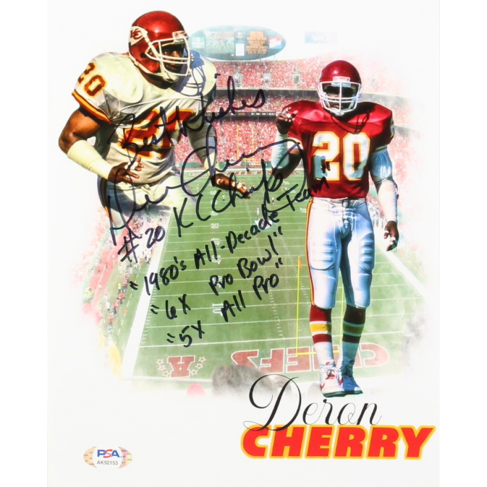 Deron Cherry Signed Chiefs 8x10 Photo with (4) Inscriptions (PSA ...