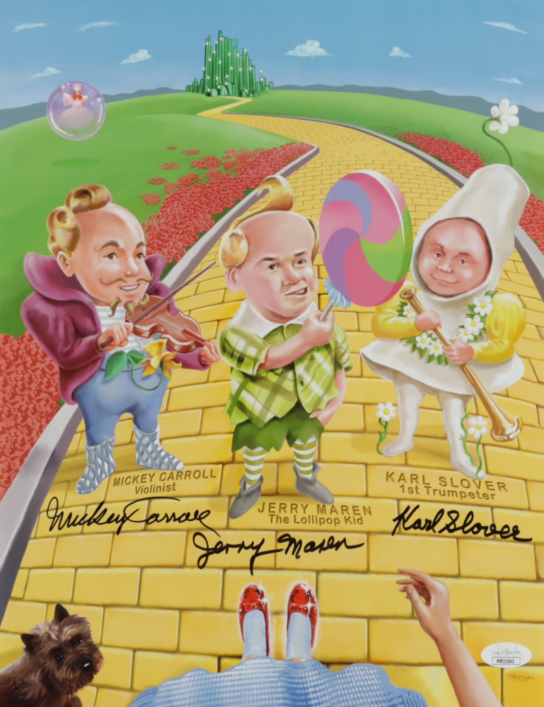 Mickey Carroll, Jerry Maren, & Karl Slover Signed "The Wizard of Oz ...