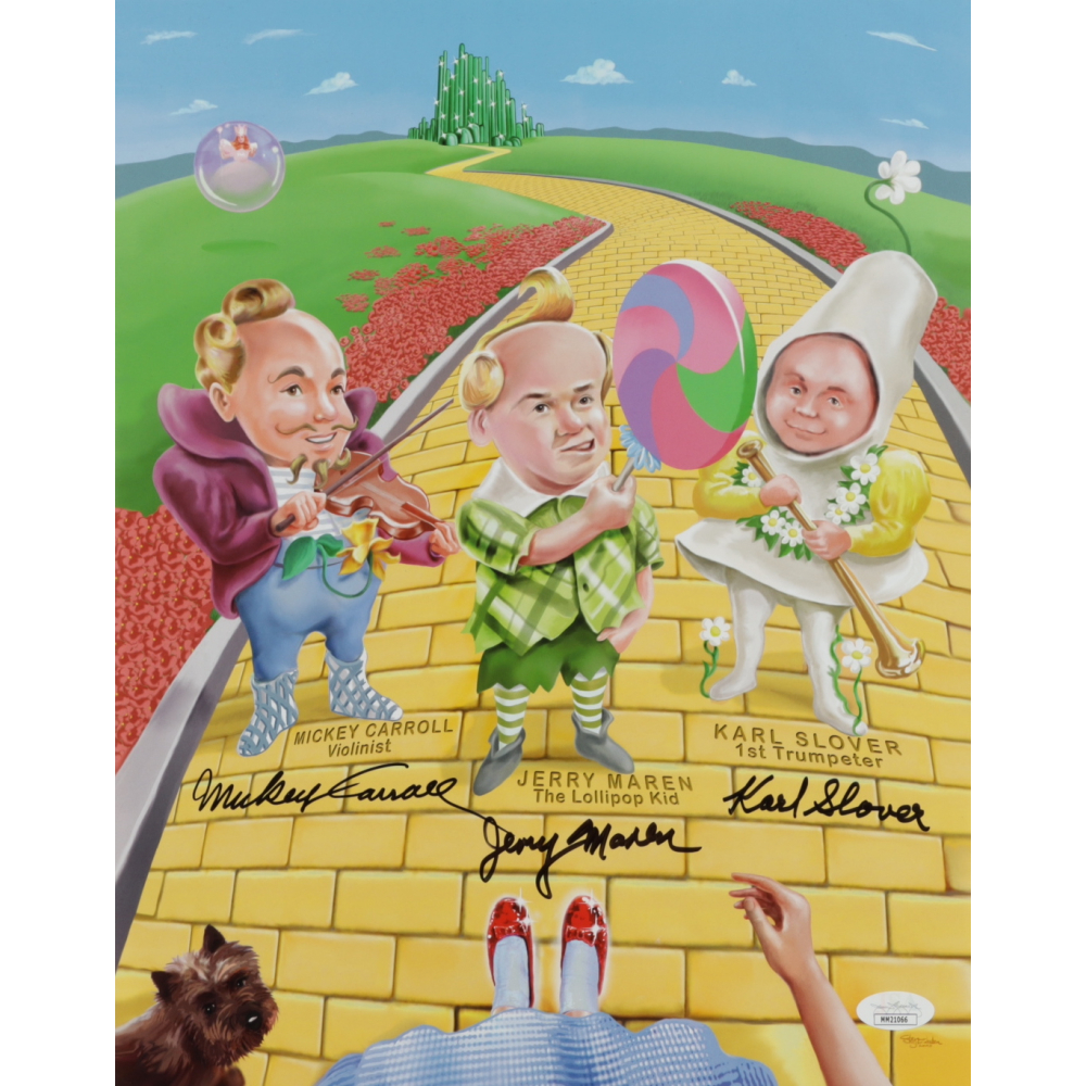 Mickey Carroll, Jerry Maren, & Karl Slover Signed "The Wizard of Oz ...