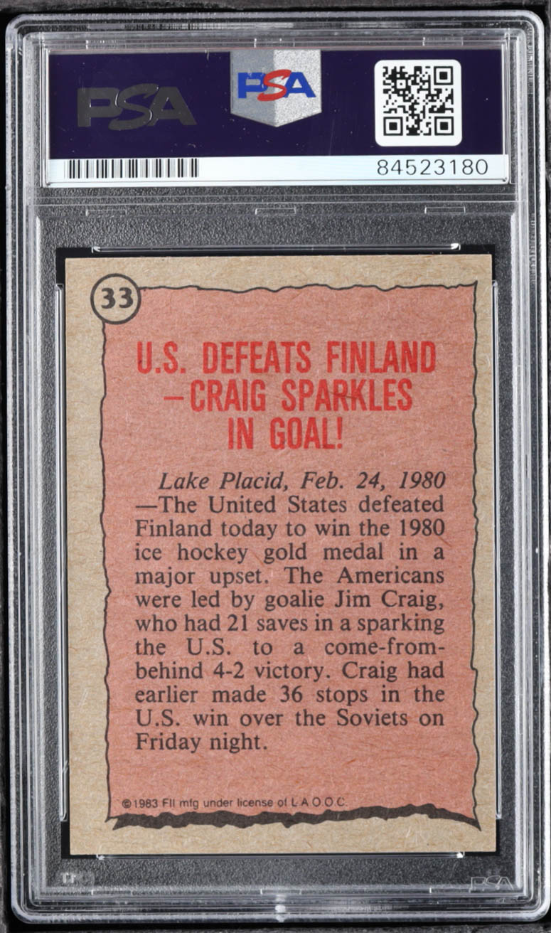 Jim Craig Signed 1983 Topps History's Greatest Olympians #33 Inscribed ...