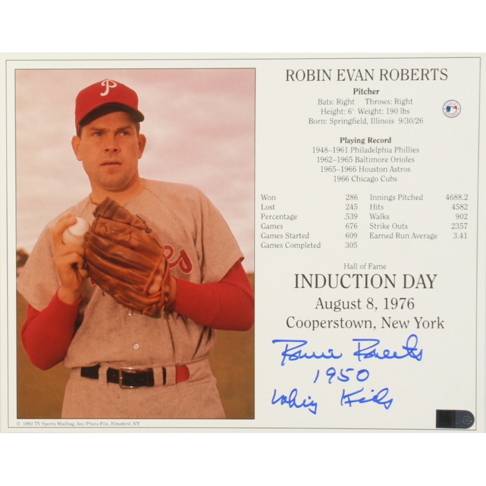 Robin Roberts Signed Phillies 8x10 Print Inscribed "1950 Whiz Kids ...