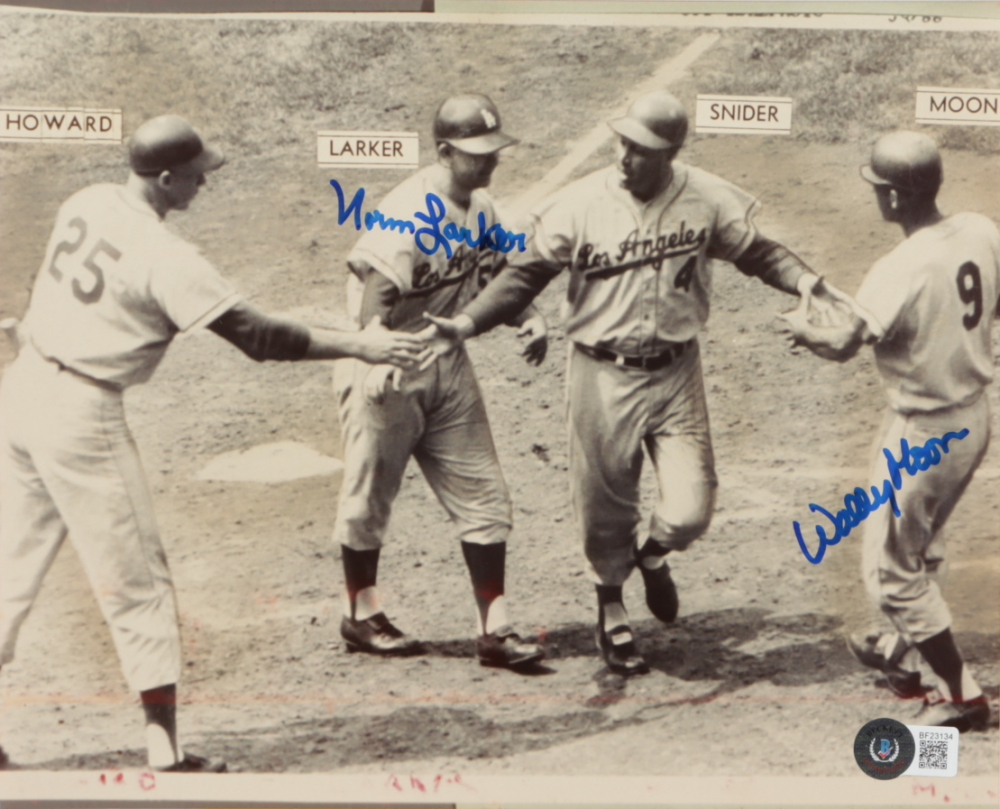 Norm Larker & Wally Moon Signed Dodgers 8x10 Photo (Beckett) | Pristine ...
