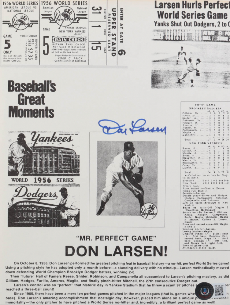 Don Larsen Signed Yankees 8x11 Photo (Beckett) | Pristine Auction
