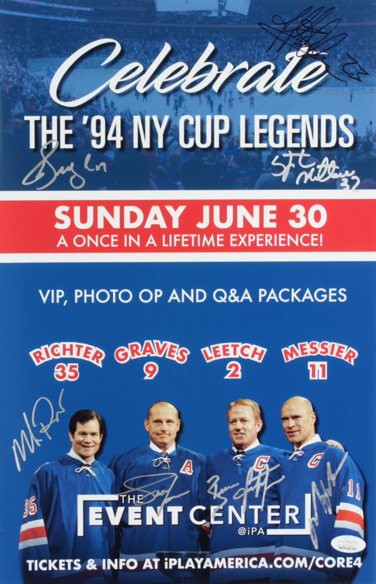'94 Rangers NY Cup Legends 11x17 Commemorative Photo Signed by (7) with ...