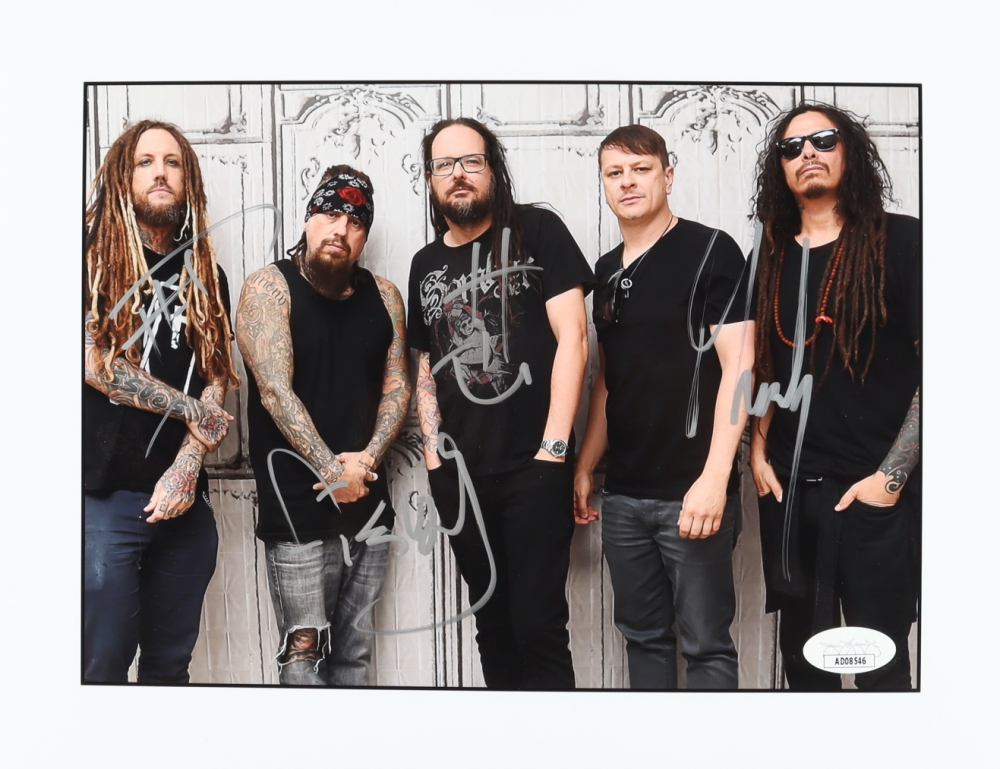 "Korn" 8.5x11 Photo Signed by (5) with Jonathan Davis, James Shaffer ...