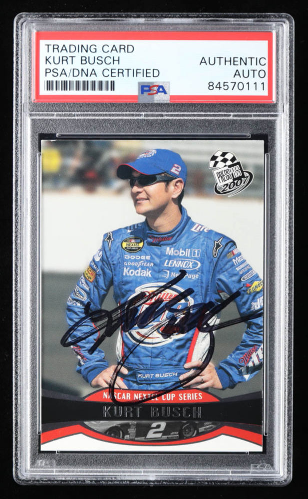 Kurt Busch Signed 2007 Press Pass #14 (PSA) | Pristine Auction