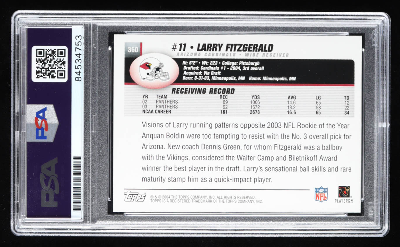 Larry Fitzgerald Signed 2004 Topps #360 RC (PSA) | Pristine Auction