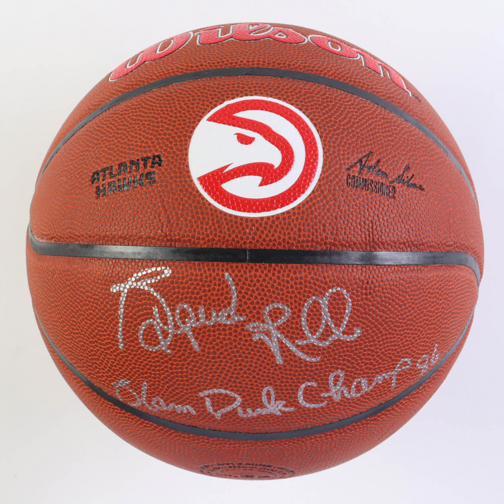 Spud Webb Signed Hawks Logo Game Ball Series Basketball Inscribed "Slam ...