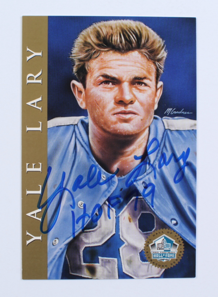 Yale Lary Signed Hall of Fame Signature Series Card Inscribed "HOF 79 ...
