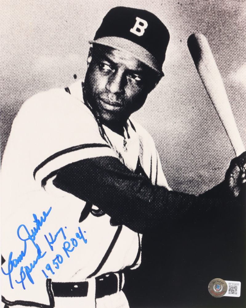 Sam Jethroe Signed Braves 8x10 Photo Inscribed "1950 ROY" (Beckett ...