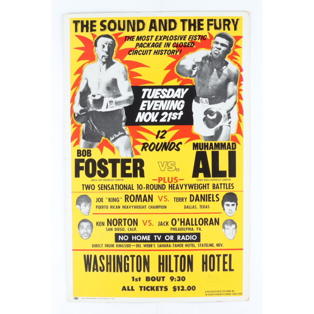 Muhammad Ali & Bob Foster 14x22 Original 1972 Heavyweight Fight Poster ...