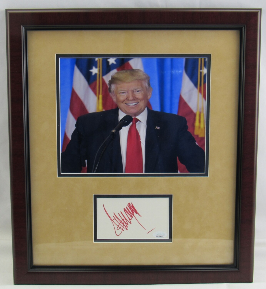 Donald Trump Signed 16x18 Custom Framed Cut Display with Photo (JSA ...