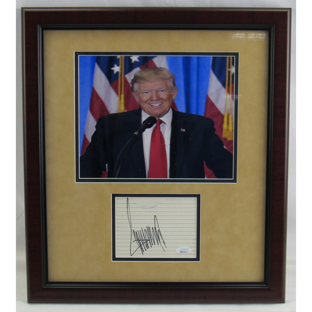 Donald Trump Signed 16x18 Custom Framed Cut Display with Photo (JSA ...