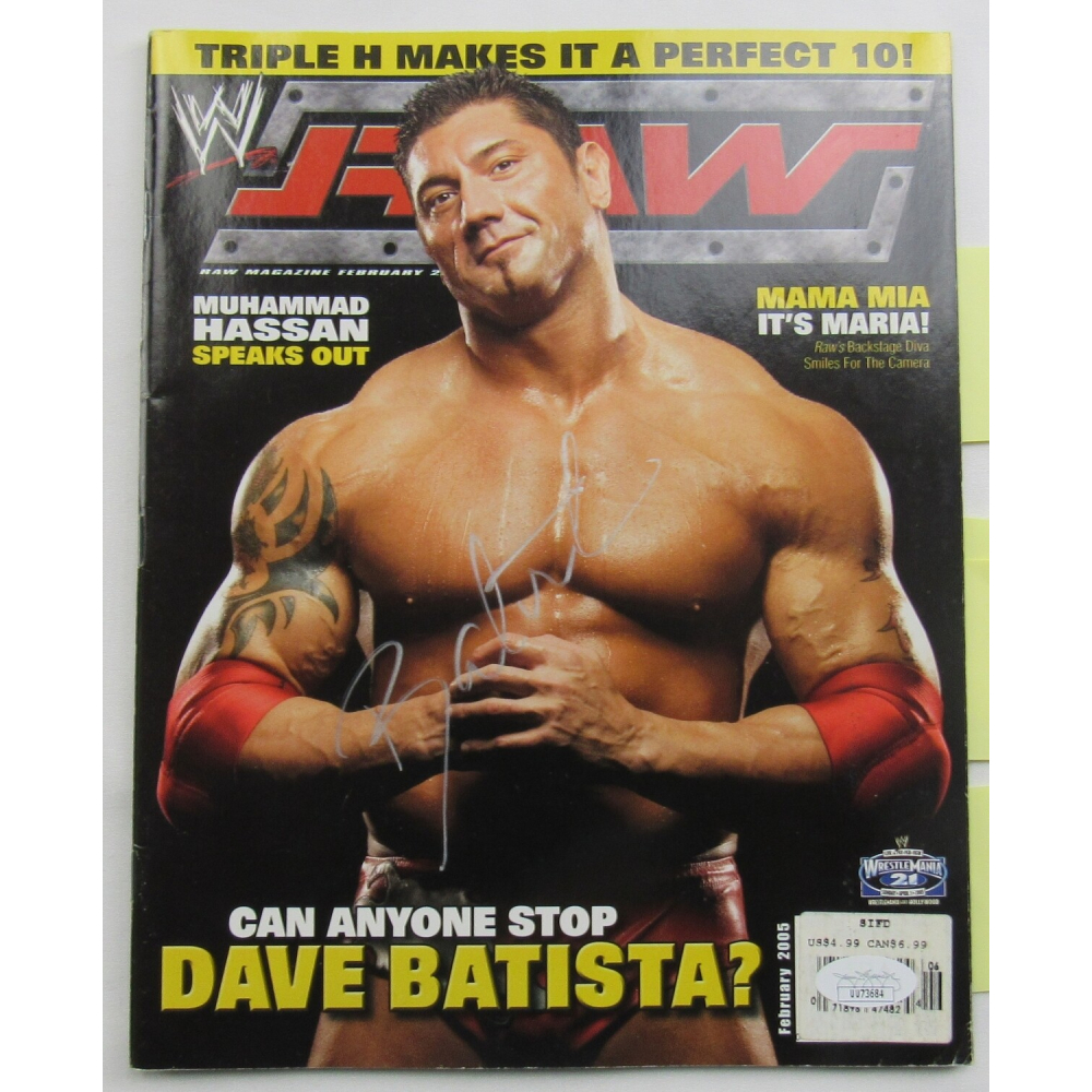 Batista Maria Kanellis Christy Hemme Signed Wwe Magazine Jsa