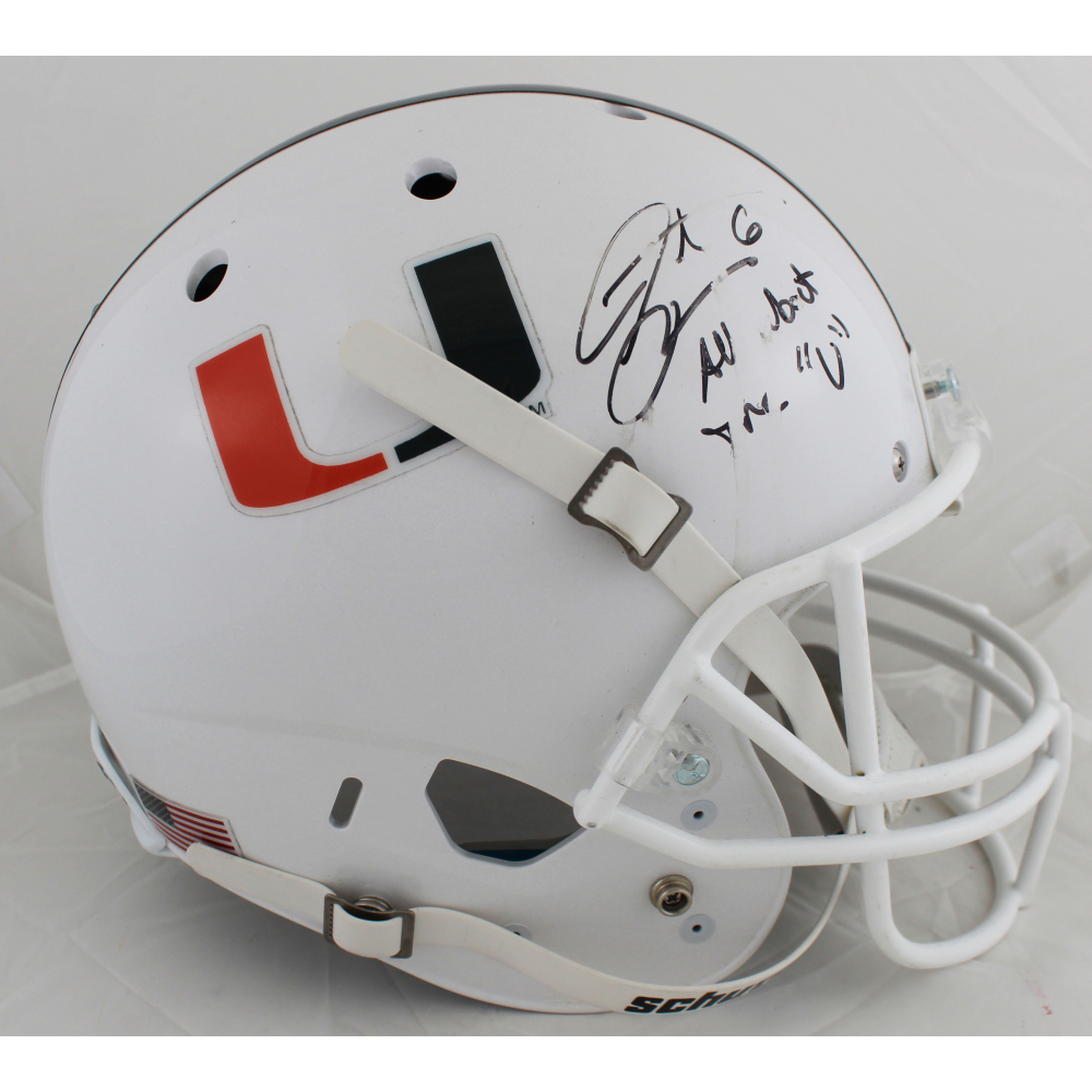Santana Moss Signed Miami Hurricanes Full-Size Helmet Inscribed "All ...