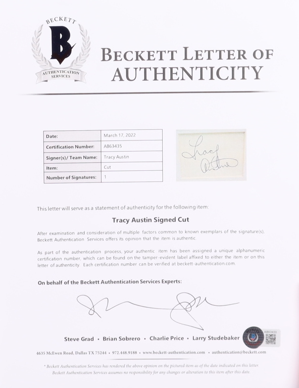 Tracey Austin Signed 13x19 Custom Framed Cut Display (Beckett ...