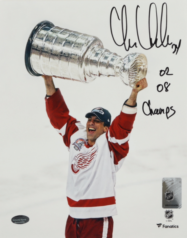 Chris Chelios Signed Red Wings 8x10 Photo Inscribed "02 08 Champs ...