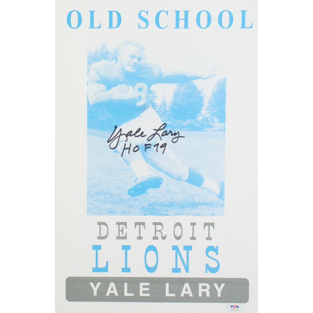 Yale Lary Signed Lions 11x17 Print Inscribed "HOF 79" (PSA) | Pristine ...