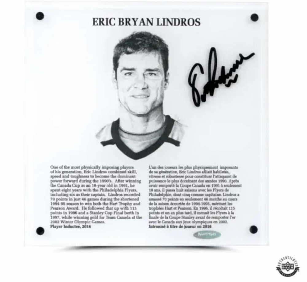 Eric Lindros Signed 9x9 Plaque (UDA) | Pristine Auction