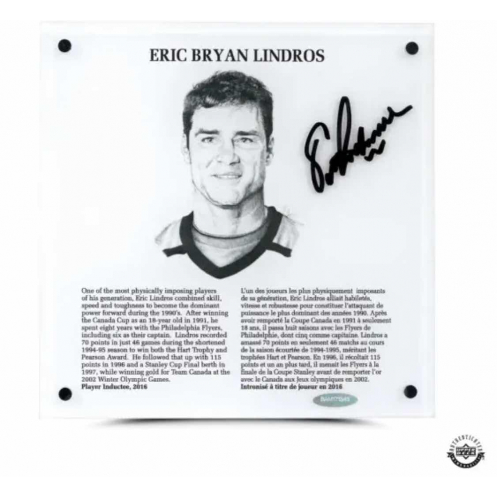 Eric Lindros Signed 9x9 Plaque (UDA) | Pristine Auction