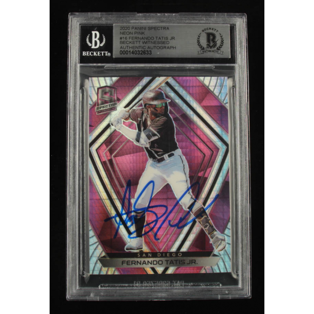 Fernando Tatis Jr. Signed 2020 Panini Spectra Neon Pink #16 #10/75 (BGS ...