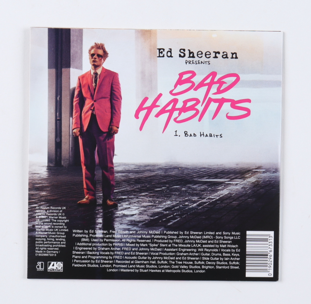 Ed Sheeran Signed "Bad Habits" CD Disc Cover (JSA) | Pristine Auction