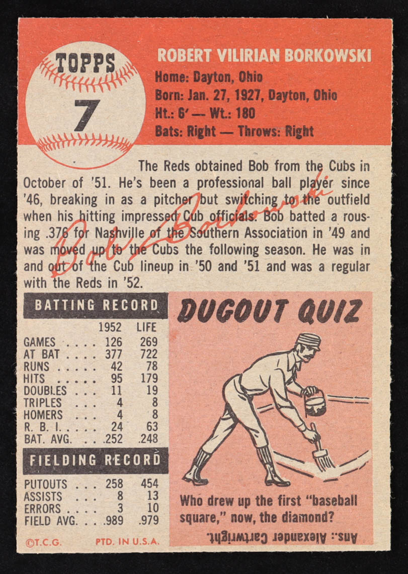Bob Borkowski 1953 Topps #7 DP | Pristine Auction