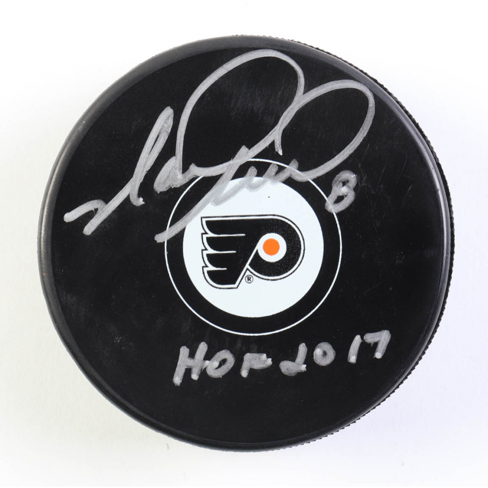 Mark Recchi Signed Flyers Logo Hockey Puck Inscribed "HOF 2017" (MAB ...
