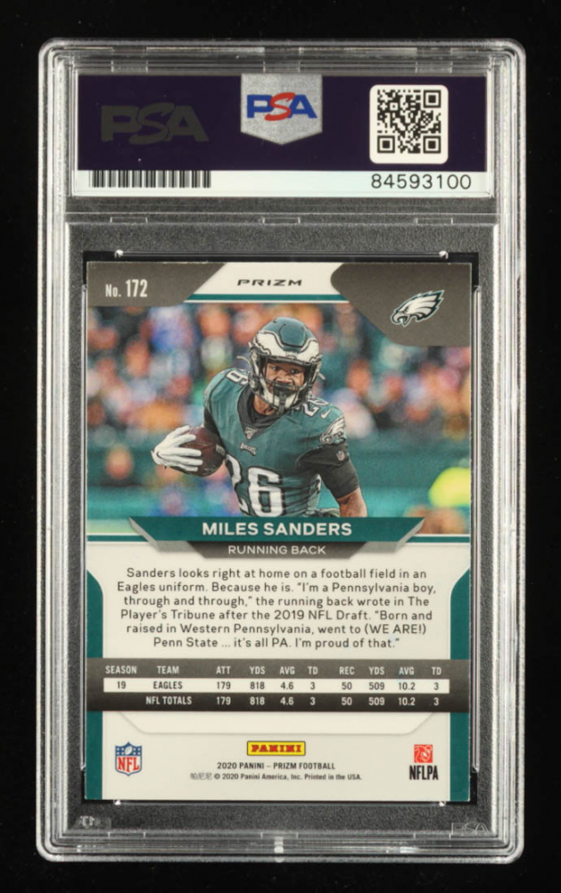 Miles Sanders Signed 2020 Panini Prizm Prizms Neon Green Pulsar #172 ...