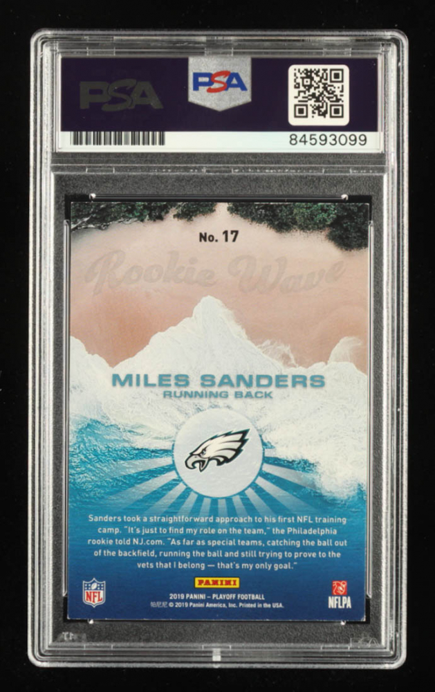 Miles Sanders Signed 2019 Playoff Rookie Wave #17 RC (PSA) | Pristine ...