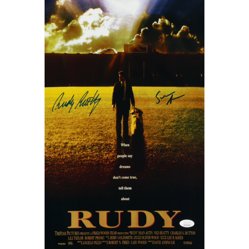 Sean Astin Signed "Rudy" 11x17 Movie Poster Inscribed "Rudy Ruettiger ...