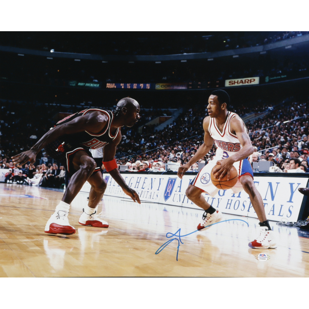 Allen Iverson Signed 76ers 16x20 Photo (PSA) | Pristine Auction