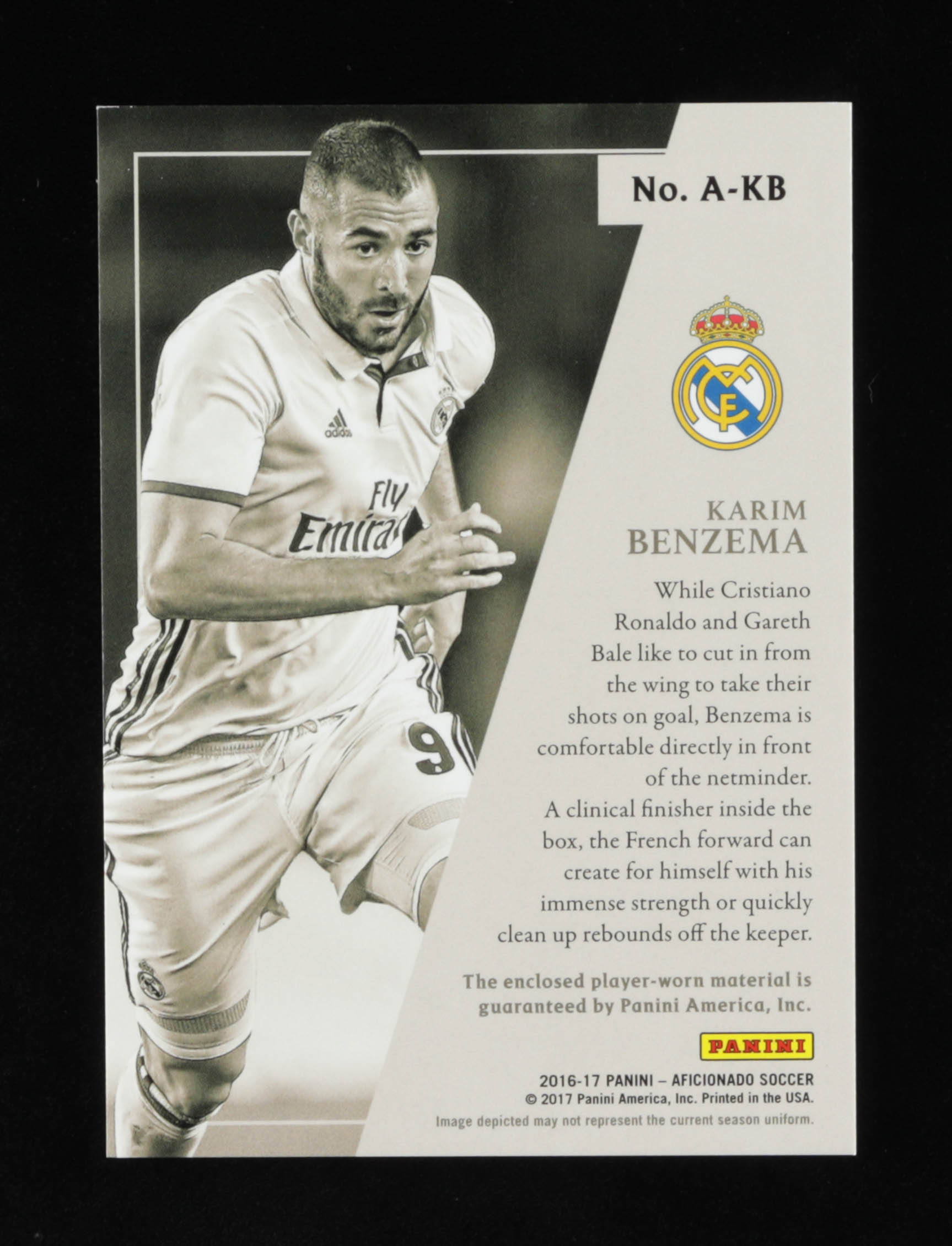 Karim Benzema 2016-17 Panini Aficionado Authentics Memorabilia Prime ...