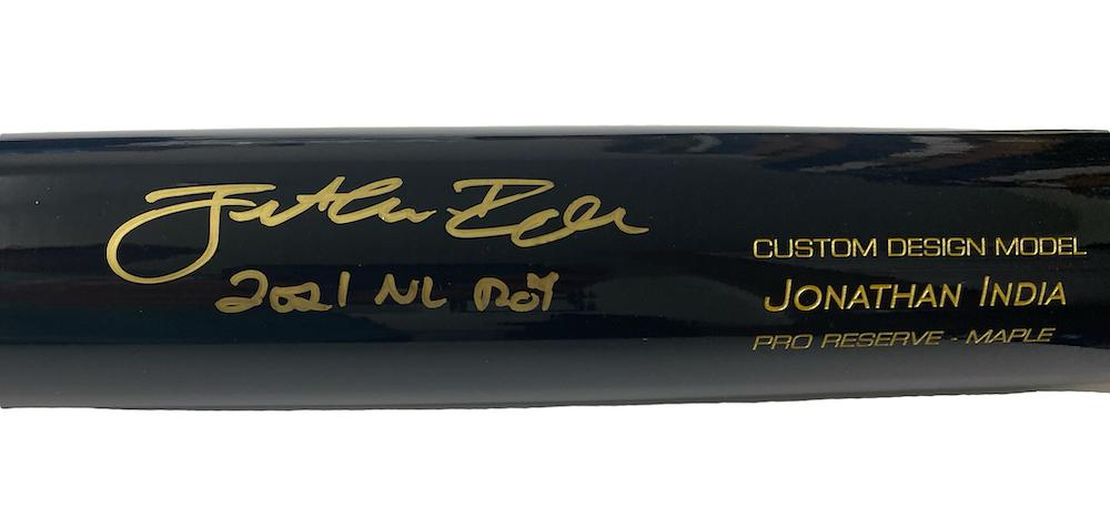 Jonathan India Signed Victus Baseball Bat Inscribed "2021 NL ROY ...