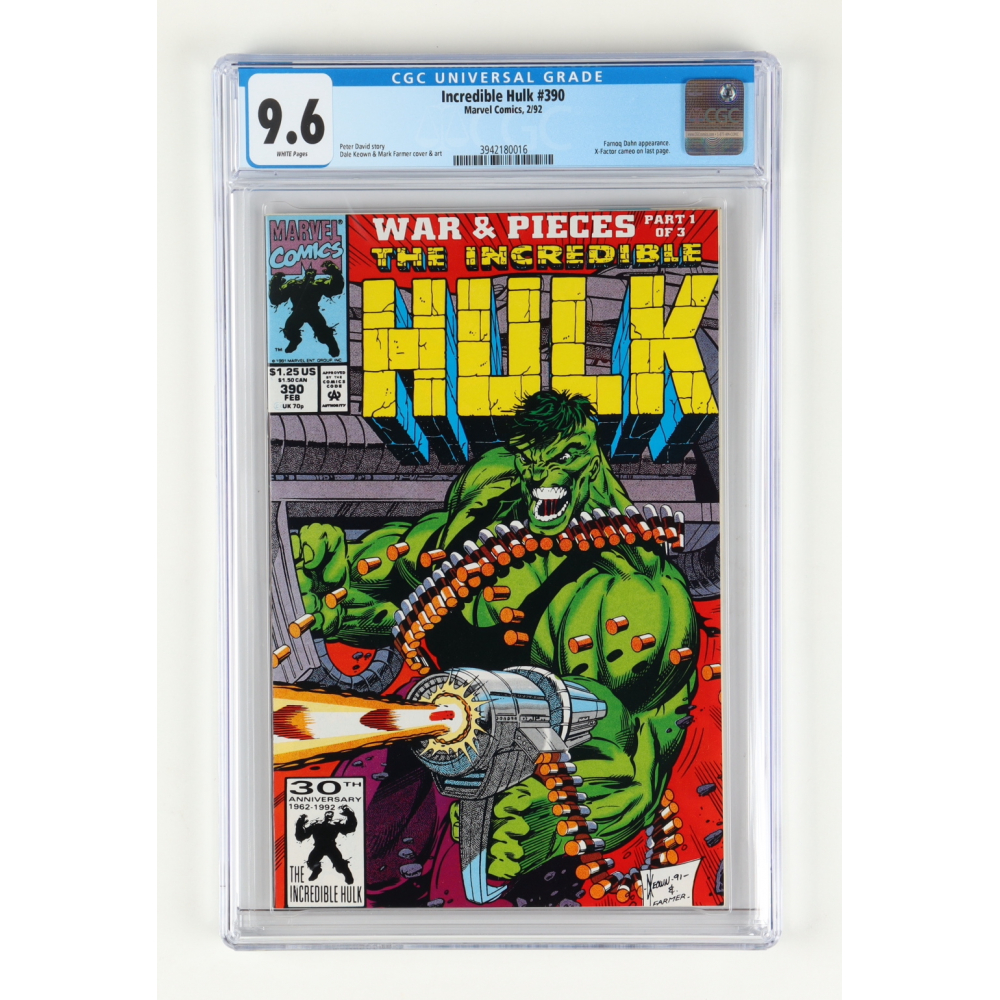 1992 "The Incredible Hulk" Issue #390 Marvel Comic Book (CGC 9.6 ...
