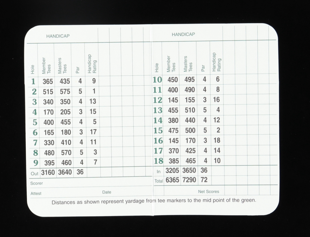 Rory McIlroy Signed Augusta National Golf Club Score Card (JSA ...
