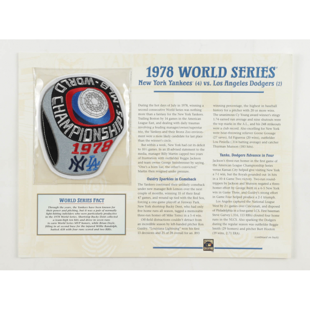 Official Cooperstown Collection 1978 World Series Patch Card with 9x12 ...