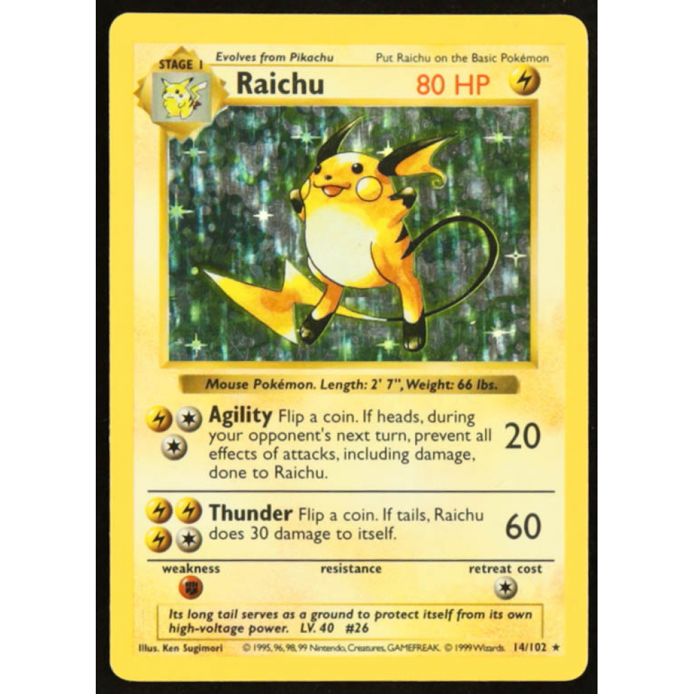 Raichu Pokemon 1999 Base Shadowless #14 Holo | Pristine Auction
