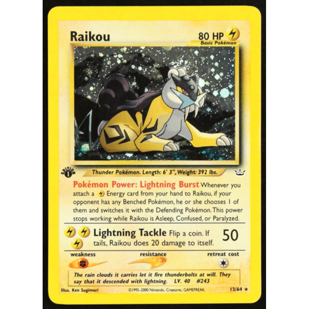 Raikou Pokemon 2001 Neo Revelation #13 Holo | Pristine Auction